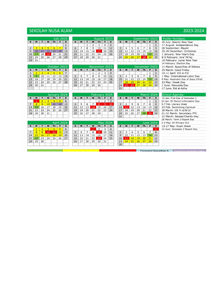 Sna Calendar 2023-2024 | PDF