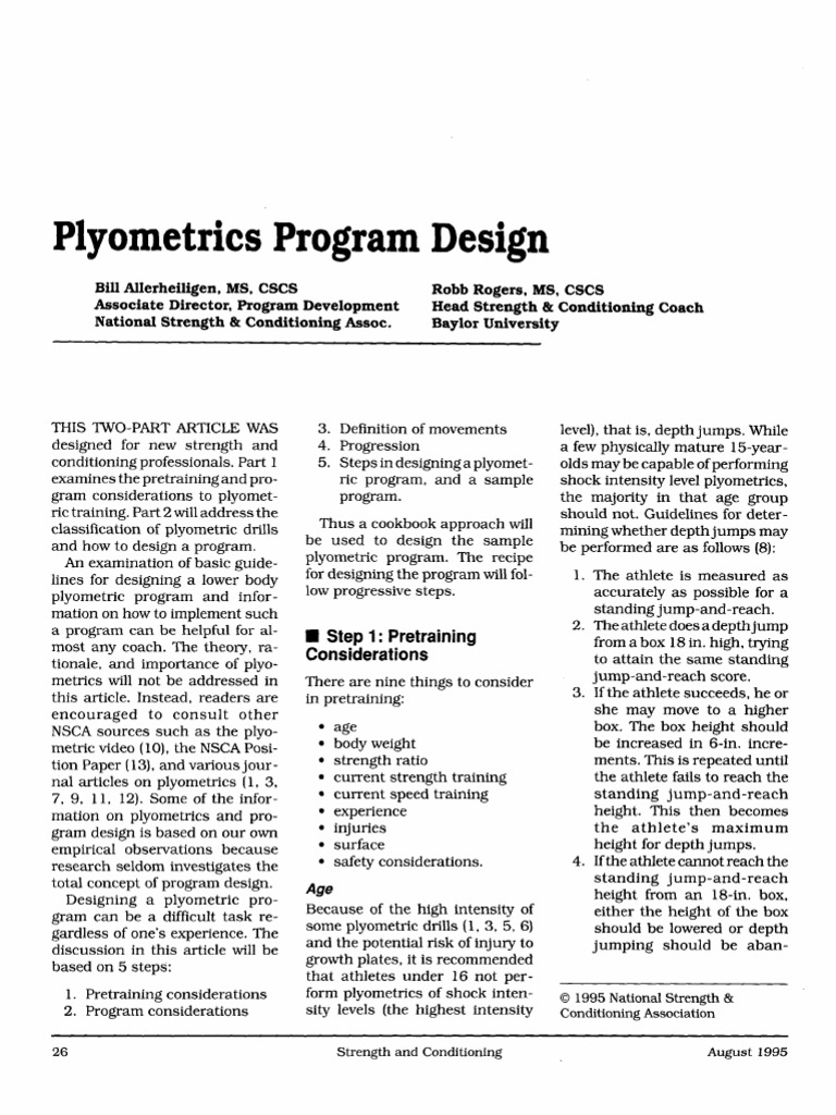 Plyometrics Program Design | PDF