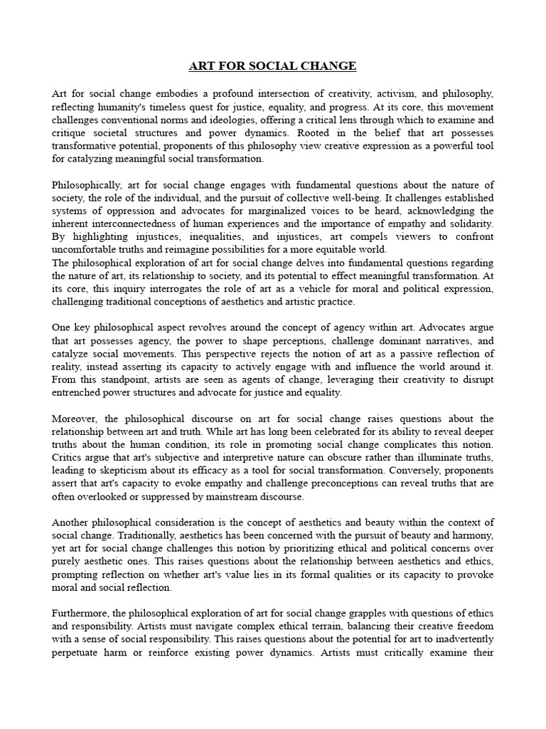 Art For Social Change | PDF | Aesthetics | Empathy