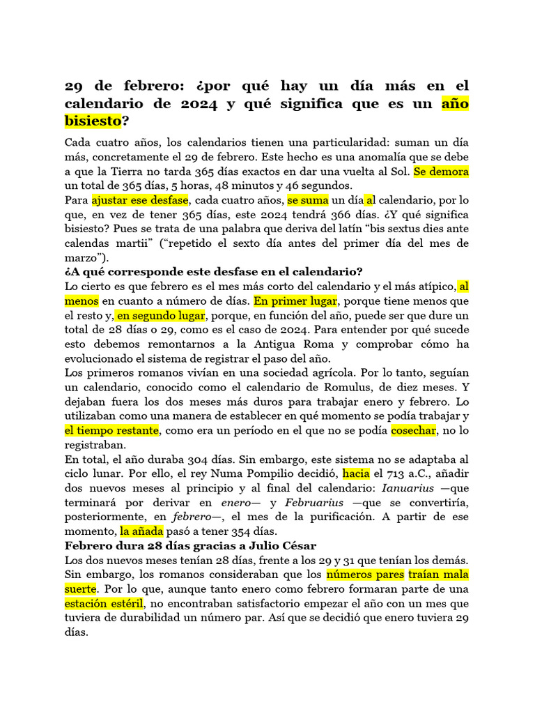 29 de Febrero - ¿Por Qué Hay Un Día Más en El Calendario de 2024 y Qué ...