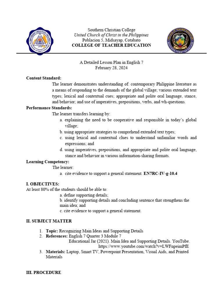 14 Identifying Supporting Details | PDF | English Language | Brainstorming