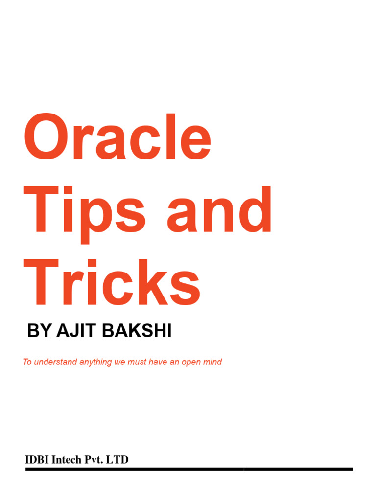 Oracle Tips and Tricks | Download Free PDF | Parameter (Computer Programming) | Pl/Sql
