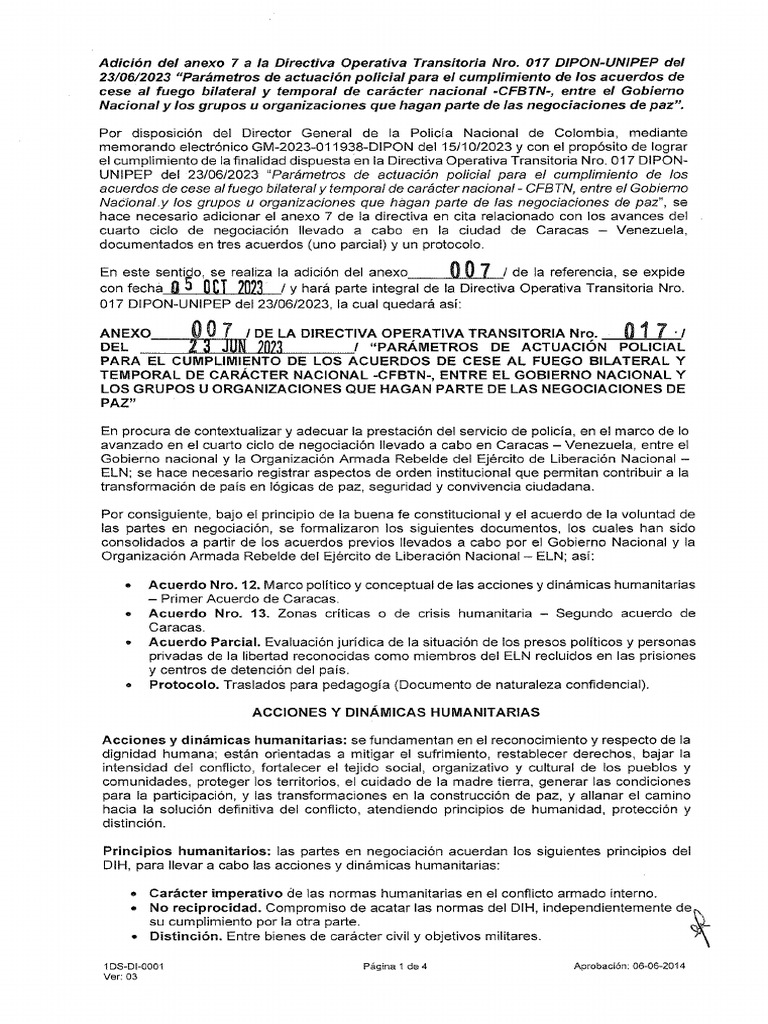 ANEXO 7 D.O.T Nro. 017 DIPON-UNIPEP 23062023 | PDF