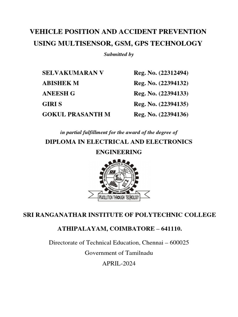Vehicle Position and Accident Prevention Using Multisensor, GSM, GPS ...