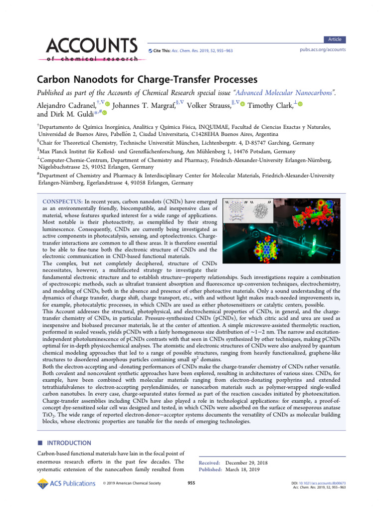 Charge-Transfer Chemistry of Carbon Nanodots | PDF | Carbon Nanotube ...