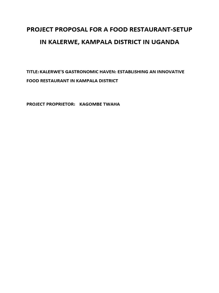 Restaurant Proposal for Kalerwe, Uganda | PDF | Sustainability | Food ...