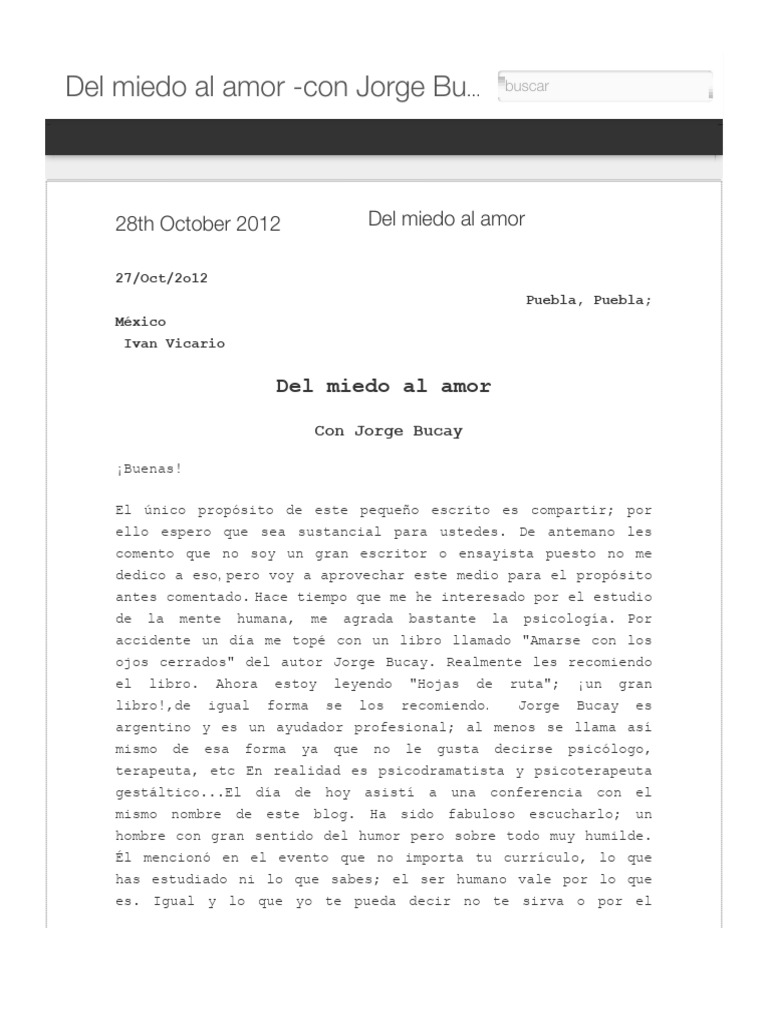 Del Miedo Al Amor - Con Jorge Bucay | PDF | Amor | Escepticismo