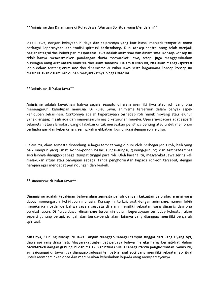 Animisme & Dinamisme Jawa | PDF