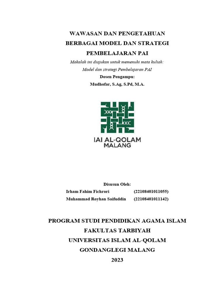 Model dan Strategi Pembelajaran PAI | PDF