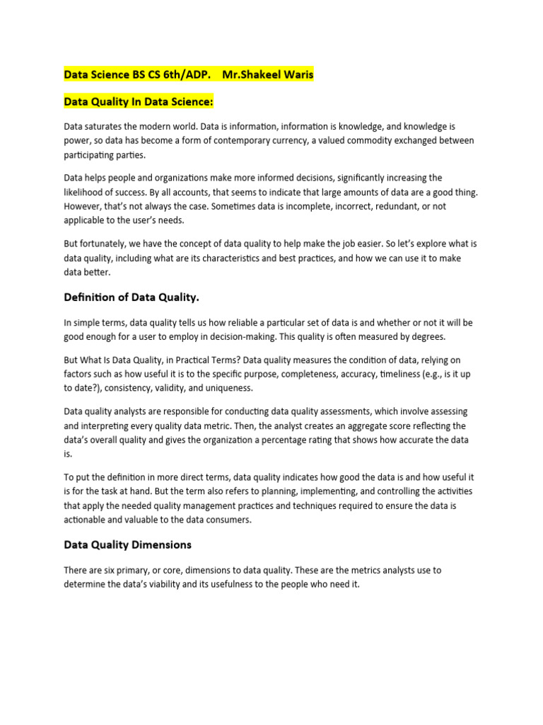 Data Quality Lec 3 | Download Free PDF | Data Quality | Data