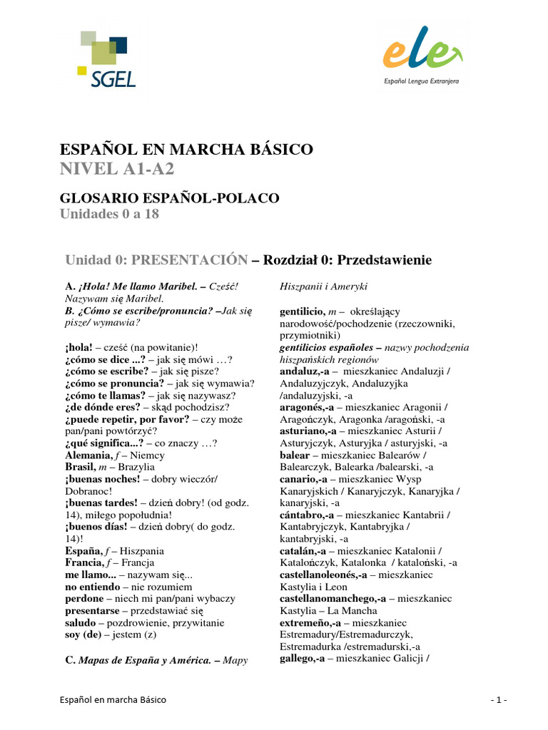 Espaã Ol en Marcha Bã Sico Nivel A1-A2 | PDF