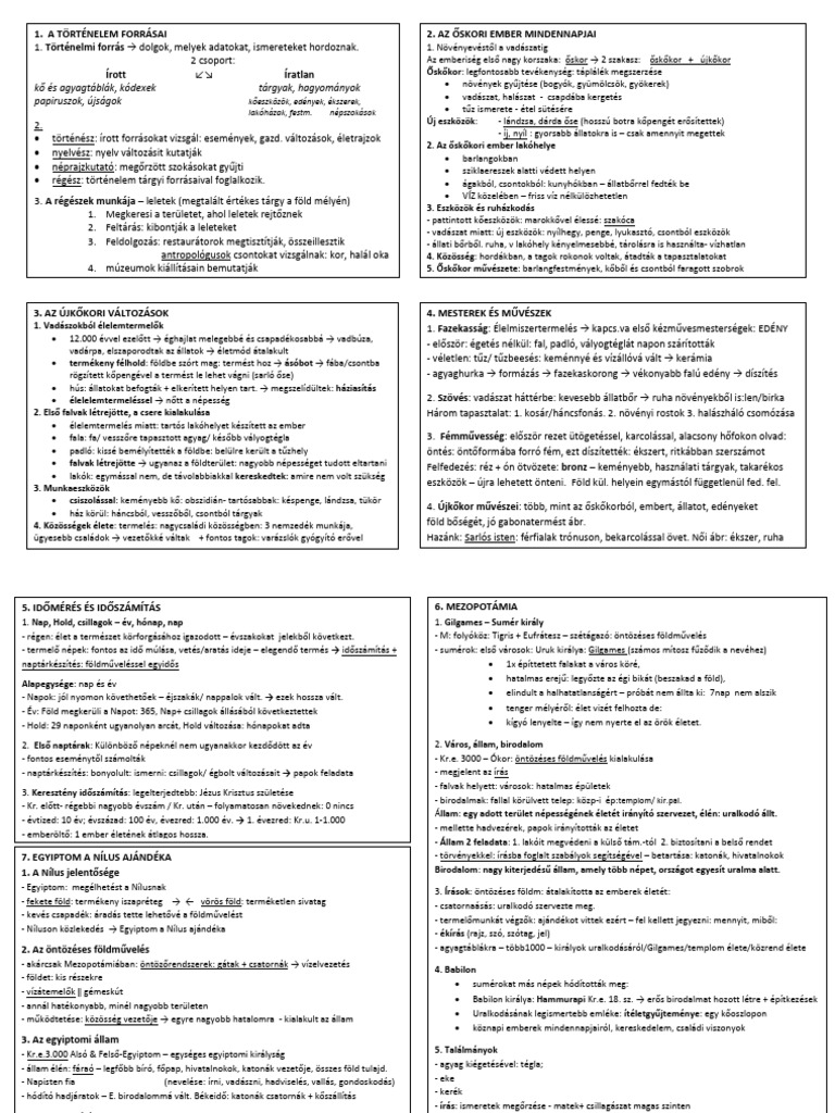 Őskor-Ókor (Történelem 5.o) | PDF