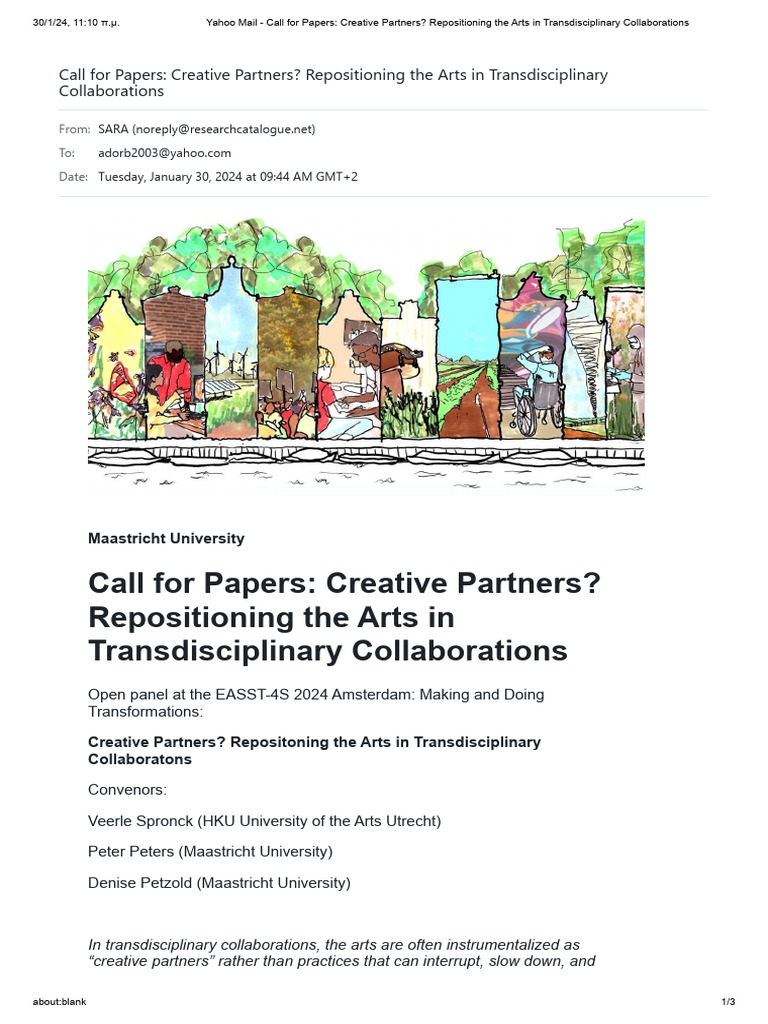 Yahoo Mail - Call For Papers - Creative Partners - Repositioning The ...