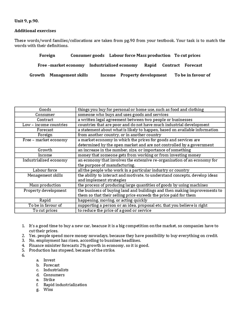 Week 6, Additional Business Vocabulary | PDF | Prices | Goods