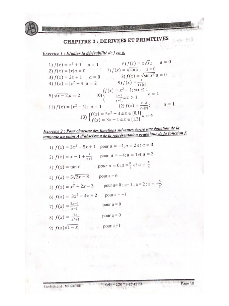 Chapitre 3 Derivees Et | PDF