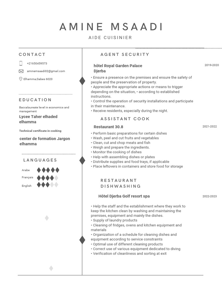 CV Amine | Download Free PDF | Cooking | Cuisine