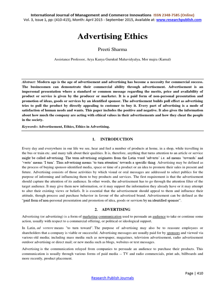 Advertising Ethics 1927 | PDF | Advertising | Morality