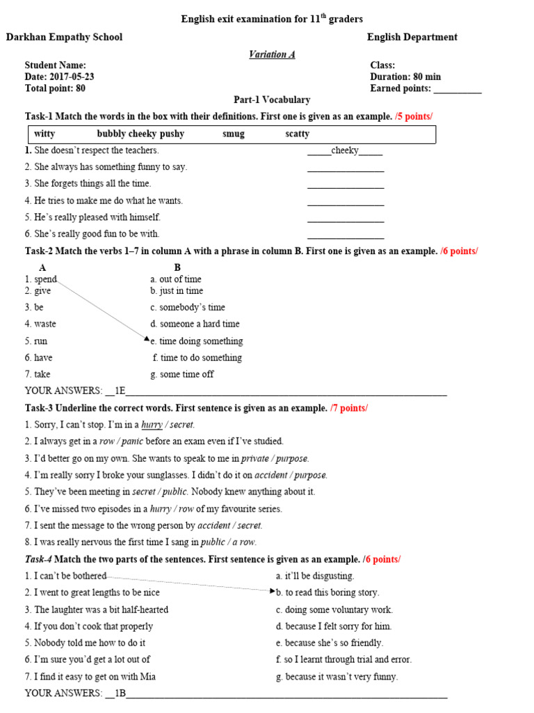 11th Grade English Exit Exam | PDF