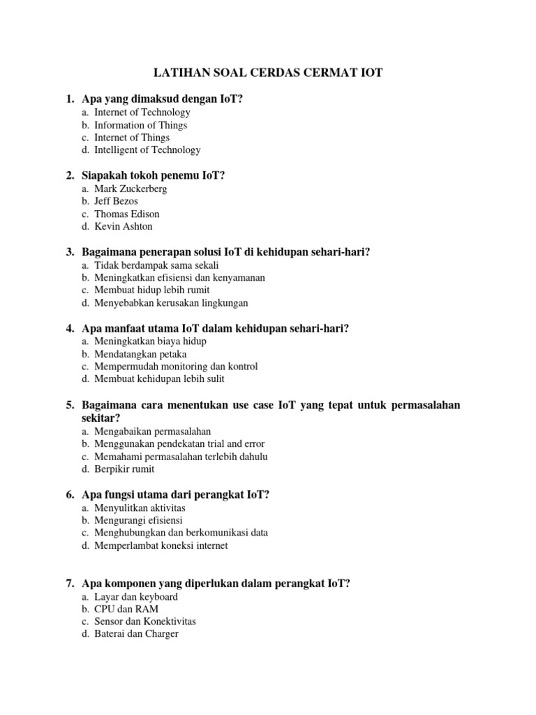 Latihan Soal LCC Iot-1 | PDF