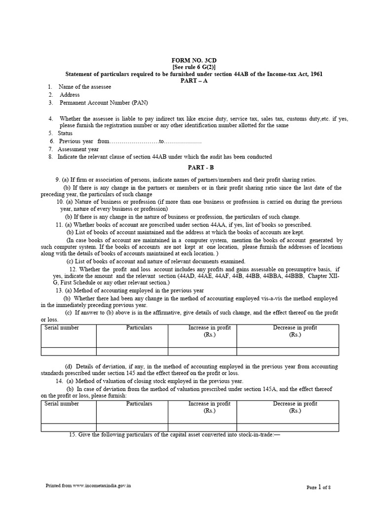 Form 3CD | PDF | Payments | Cheque