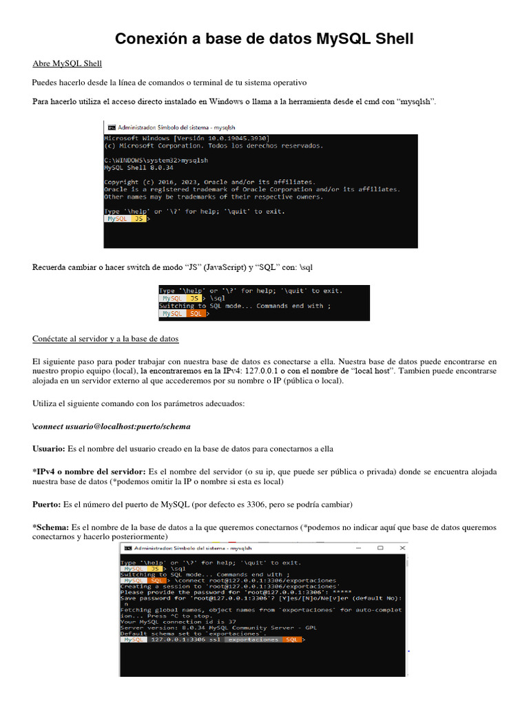 Conectar Base de Datos Externa Por MySQL Shell | PDF