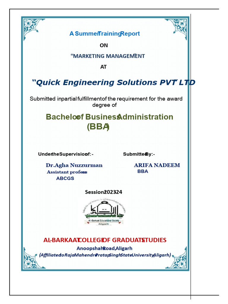 Summer Training Report ARIFA | PDF | Customer Relationship Management ...