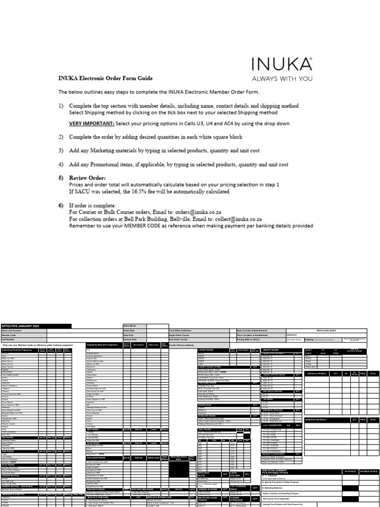 Copiar2-InUKA Electronic Member Order Form | PDF | Cosmetics | Pricing