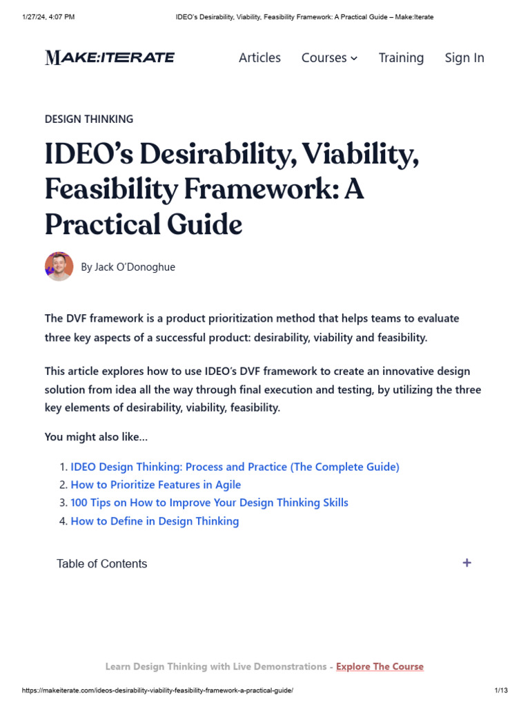 IDEO's Desirability, Viability, Feasibility Framework - A Practical ...