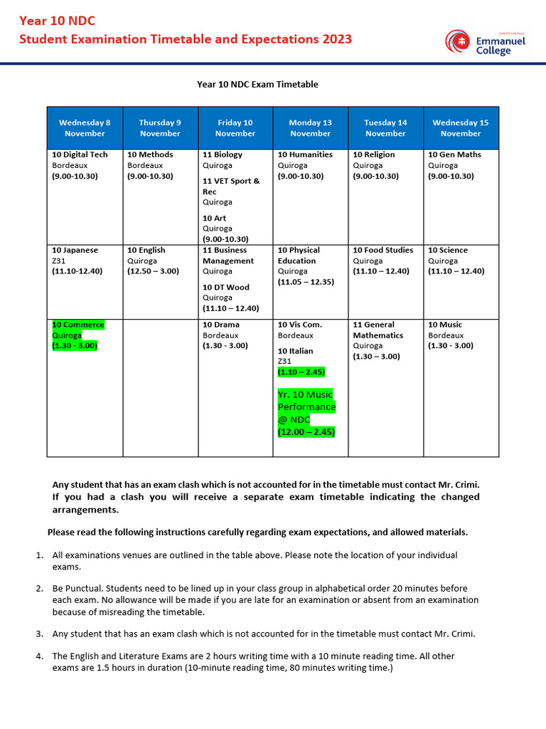 UPDATED Year 10 NDC Full Exam Pack Semester 2 2023 | PDF | Dictionary | Pencil