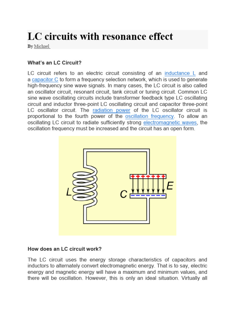 LC Circuit Resonance Explained | PDF | Electronic Oscillator | Inductor