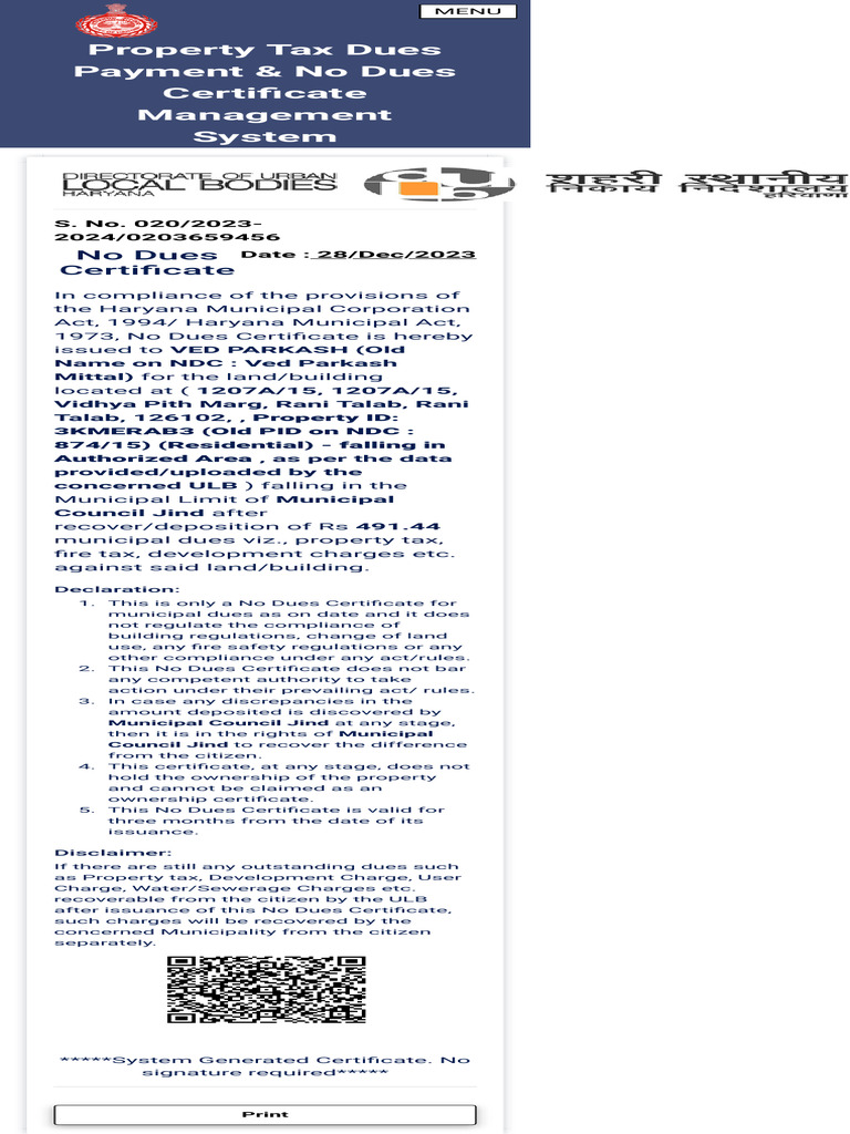 No Due Certificate No Dues Certificate Manageme | PDF | Law