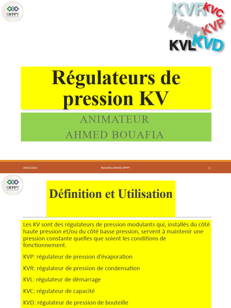 Régulateurs de pression KV en frigorifique | PDF | Soupape | Pression