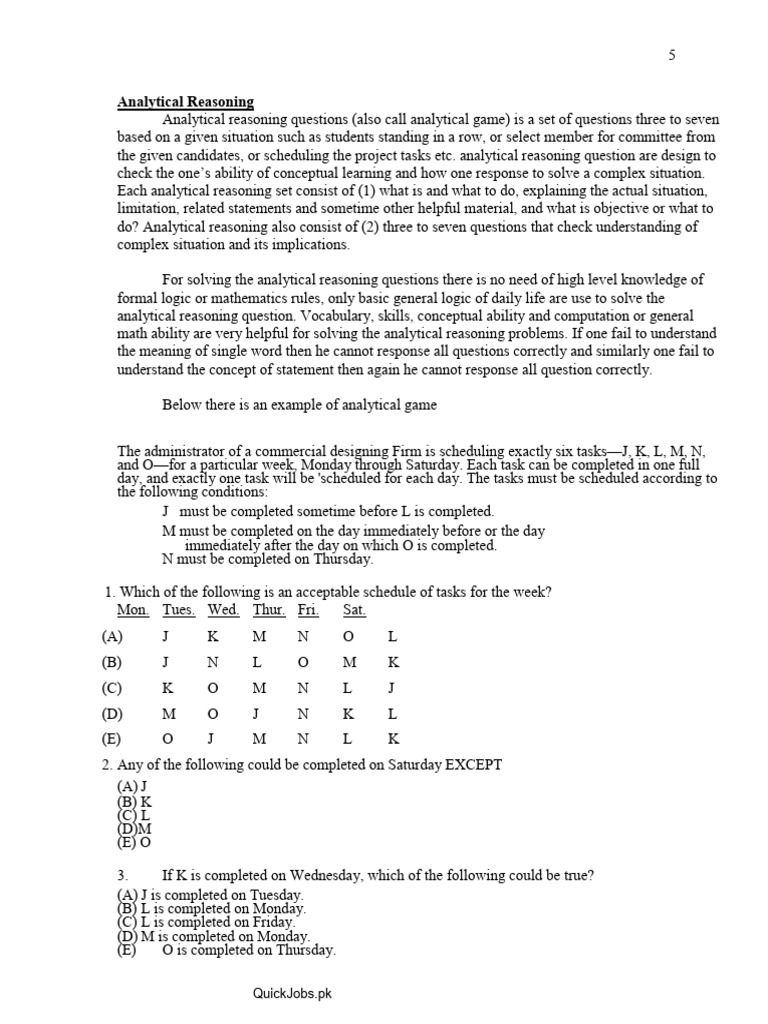 Analytical Reasoing | PDF | Reason | Logic