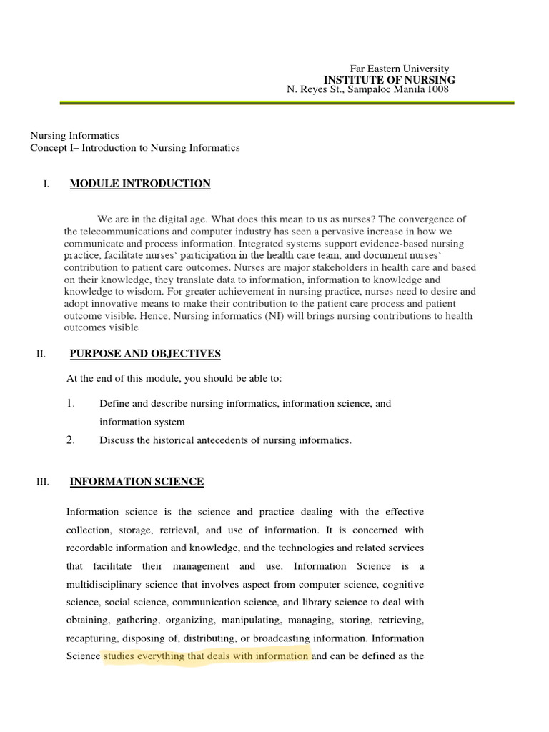 NI Module 1 Introduction | PDF | Health Informatics | Information NI Module 1 Introduction | PDF | Health Informatics | Information