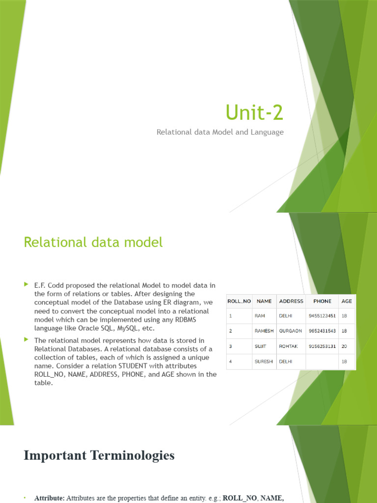 DBMS Unit-2 | PDF | Relational Database | Relational Model