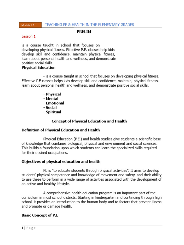 Module Prelim For Mc15 | PDF | Physical Education | Physical Fitness