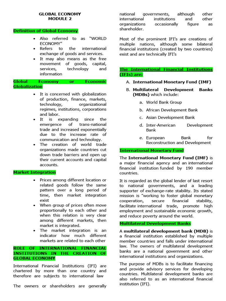 Contemporary Module 2 | PDF | International Financial Institutions ...