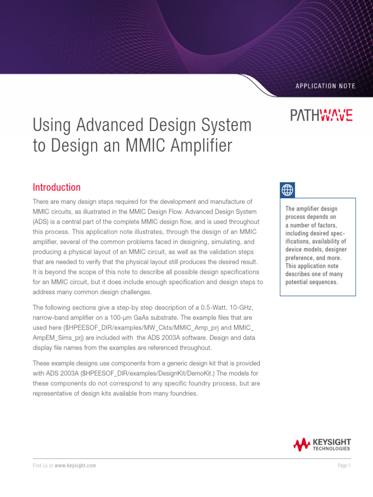 Mmic Design by Keysight | PDF | Amplifier | Electrical Network