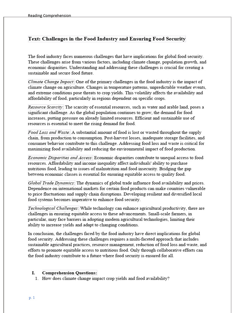 Food Industry Challenges and Security | PDF | Food Security | Food Industry