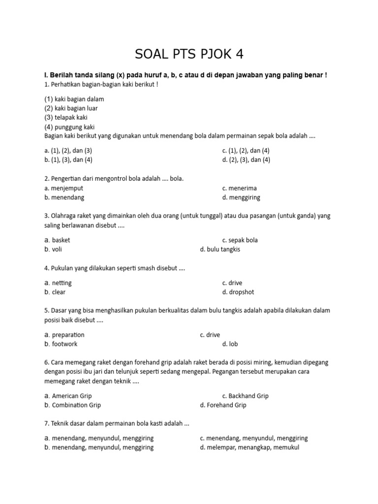 Soal Pts Pjok - 4 | PDF