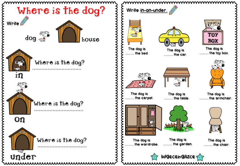 Dog Location Prepositions Guide | PDF