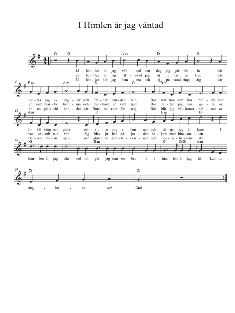 I Himlen Är Jag Väntad - Score | PDF