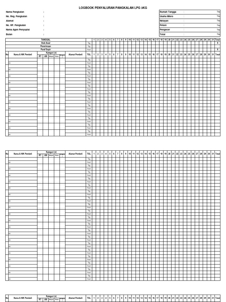 Logbook Penyaluran LPG 3KG | PDF