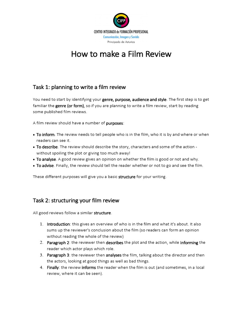 Film Review Activity (BBC) | PDF