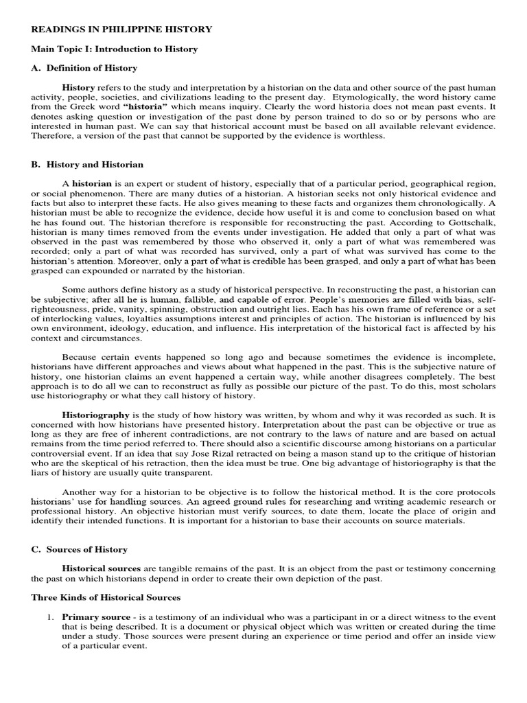 Main Topic I - Introduction To History | PDF | Primary Sources | Witness