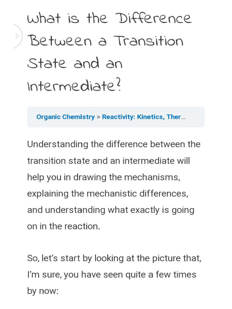 Transition State and Intermediate | PDF