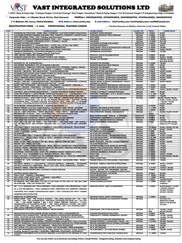 VAST Course Rates July - 2022 | PDF | Autodesk | Microsoft Office