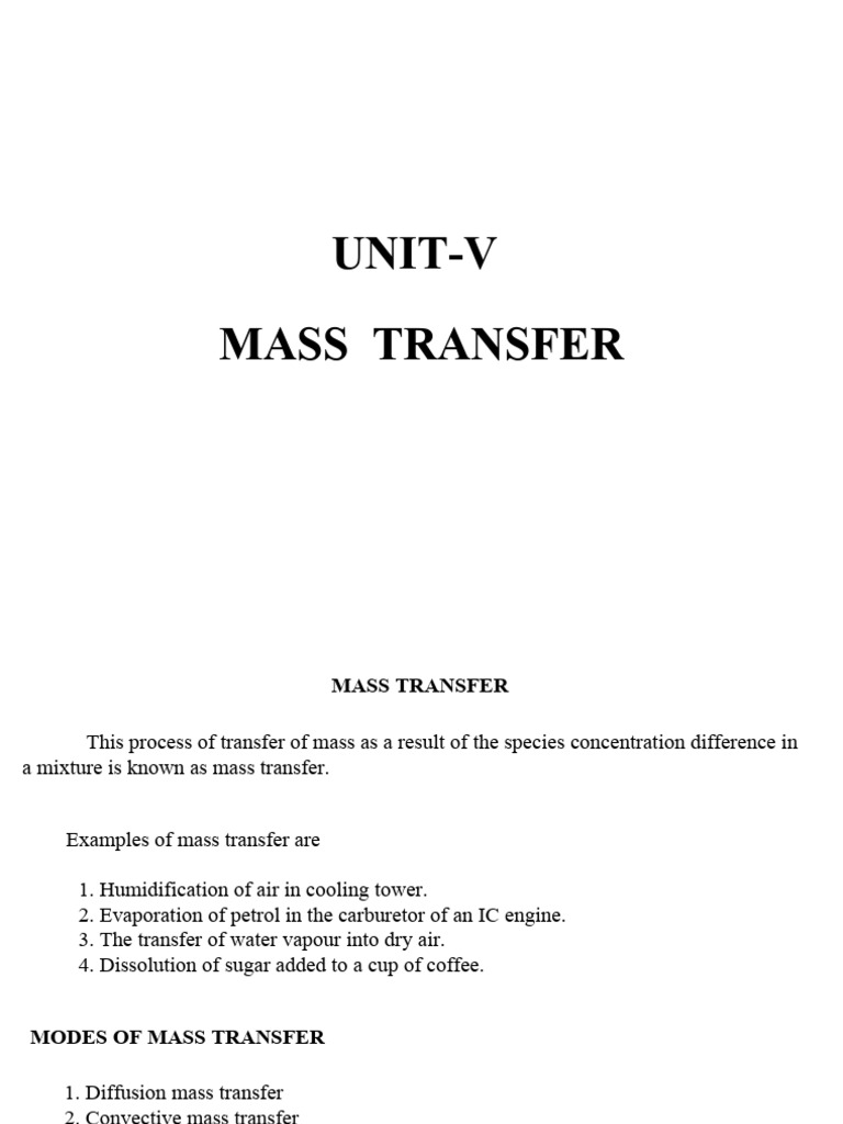 Unit V | PDF | Diffusion | Concentration