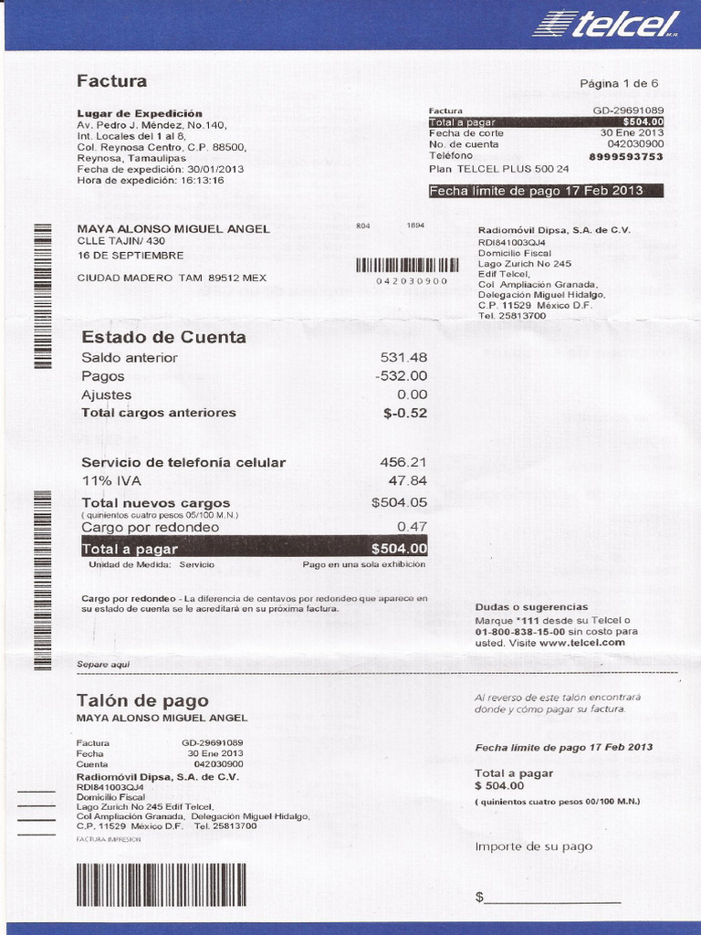 Scan Factura Telcel | PDF