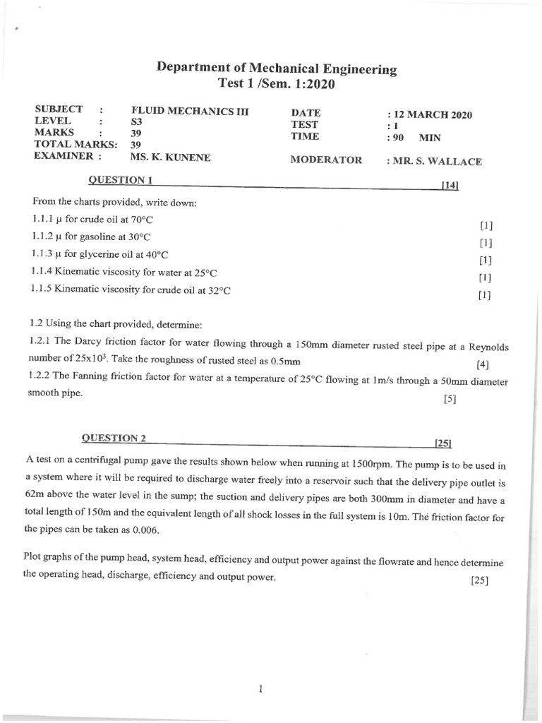 FM3 Test 1 March 2020 | PDF